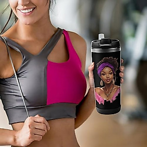 Black with Dangle Earrings Travel Coffee Mug Reusable Insulated Drinking Cup with Lid for Home Outdoor Works 13 Oz