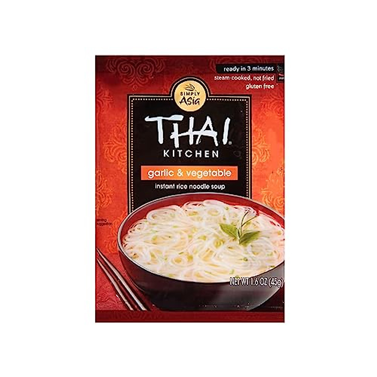 Soup Mug Bundle With 2 Large Red Mugs And 2 Thai Kitchen Noodle Soup Packets