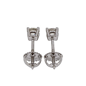 IGI Certified 0.50 Carat Clear Lab-Created Diamond Stud Earrings 14k White Gold Womens Screw Back VS2-SI1