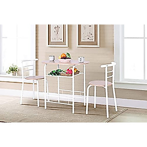 MAISON ARTS 3 Piece Round Dining Room Table Set for 2 Space Saving Small Dining Table with 2 Chairs for Kitchen, Dining Room, Breakfast,Compact Space w/Steel Frame, Built-in Wine Rack, Oak Color