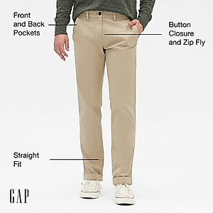 GAP Mens Essential Straight Fit Khakis, Palomino Brown Global, 36W x 32L US