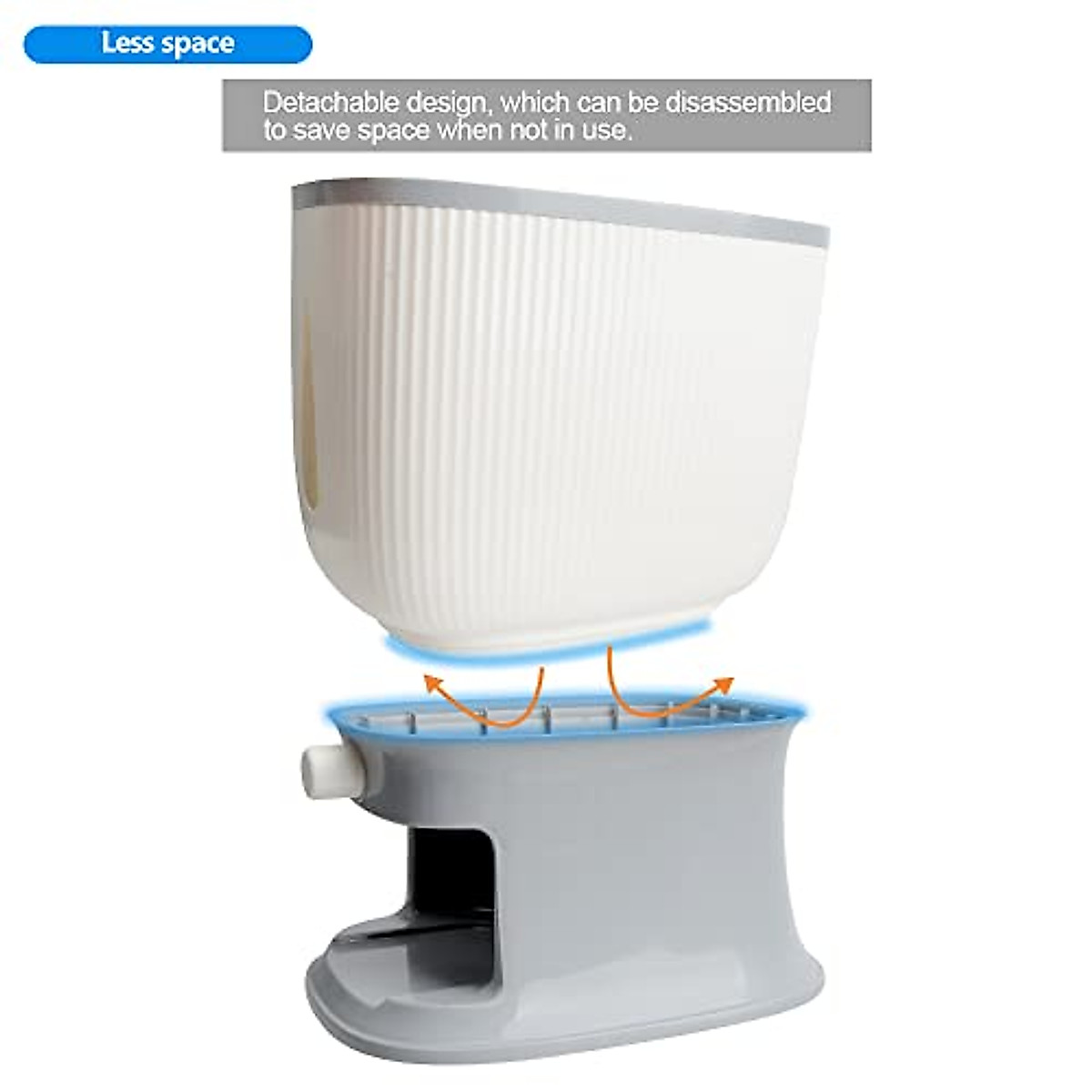 Qiveno Upgrade Rice Dispenser 20 Lbs, Large Food Storage Container with Rice Cup, Droplet Shape Transparent Visible Grain Storage Box with Lid for Storage Rice and Cereal Dispenser(Grey)