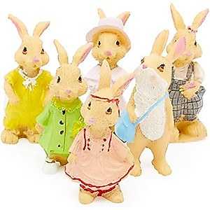 Juvale Mini Bunny Statues for Easter, Garden Decorations (2.2 Inches, 6 Pack)