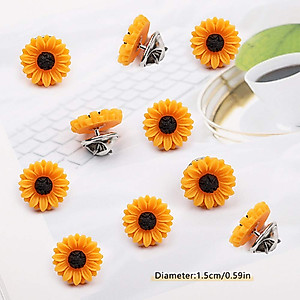 Joyci 10-Pack Women Brooch Lapel Pins Novelty Sunflower Daisy Safety Push Pin Buckle for Shirt Hat Cardigan Sweater Decorate Tie Tacks Pin Back Clutch (Sunflower)