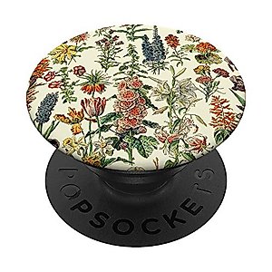 Cute Flowers Vintage Botanical Floral Illustration PopSockets Swappable PopGrip