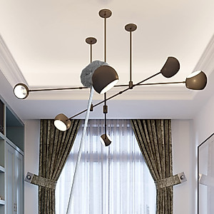 Hoolerry Ceiling Fan Cleaner Duster Reusable Microfiber Blade Cleaning Tool with Extension Pole Washable Extendable 13 to 49.7 Inch for Cleaning High Ceiling Cobweb Furniture Window Top(Gray)