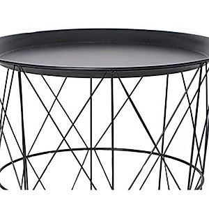 LXXSH Metal Coffee Table Dirty Storage Basket Tea Snack Serving Board Tray Black Cover Trumpet