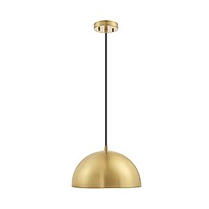 Novogratz x Globe Electric 65826 Hazel 1-Light Pendant Lighting, Matte Brass, Bulb Not Included