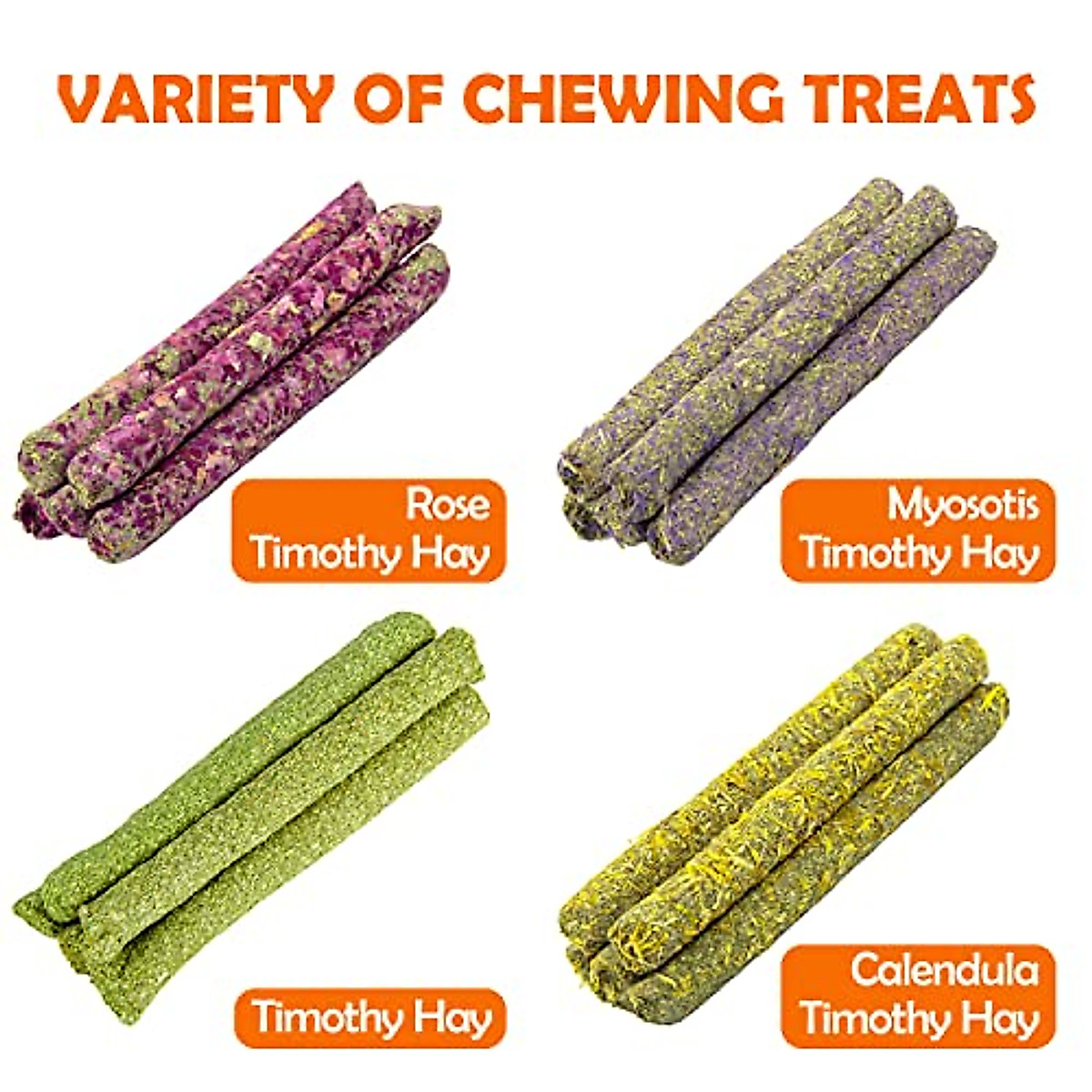 Sofier Timothy Hay Treats Rabbit Toys Bunny Toys Guinea Pig Toys Hamster Toys Natural Chews for Teeth Handmade Rabbit Chews and Treats Chinchilla Rat Gerbil