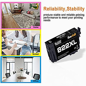 Run Star 1 Pack 822XL Black Remanufactured Ink Cartridge Replacement for Epson 822XL T822XL use for Epson Workforce Pro WF-3820 WF-4820 WF-4830 WF-4833 WF-4834 Printer (1 Black)