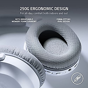 Razer Barracuda X Wireless Gaming & Mobile Headset (PC, Playstation, Switch, Android, iOS): 2022 Model - 2.4GHz Wireless + Bluetooth - Lightweight 250g - 40mm Drivers - 50 Hr Battery - Mercury White