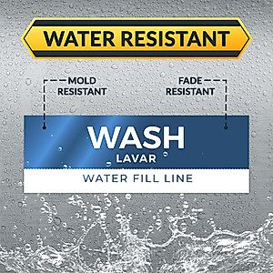 5 Pack Wash Rinse Sanitize Sink Labels, Waterproof Sticker Signs, 3 Compartment Sink Labels - Restaurant Supplies, Food Truck Supplies, Dishwashing Sign Wash Station
