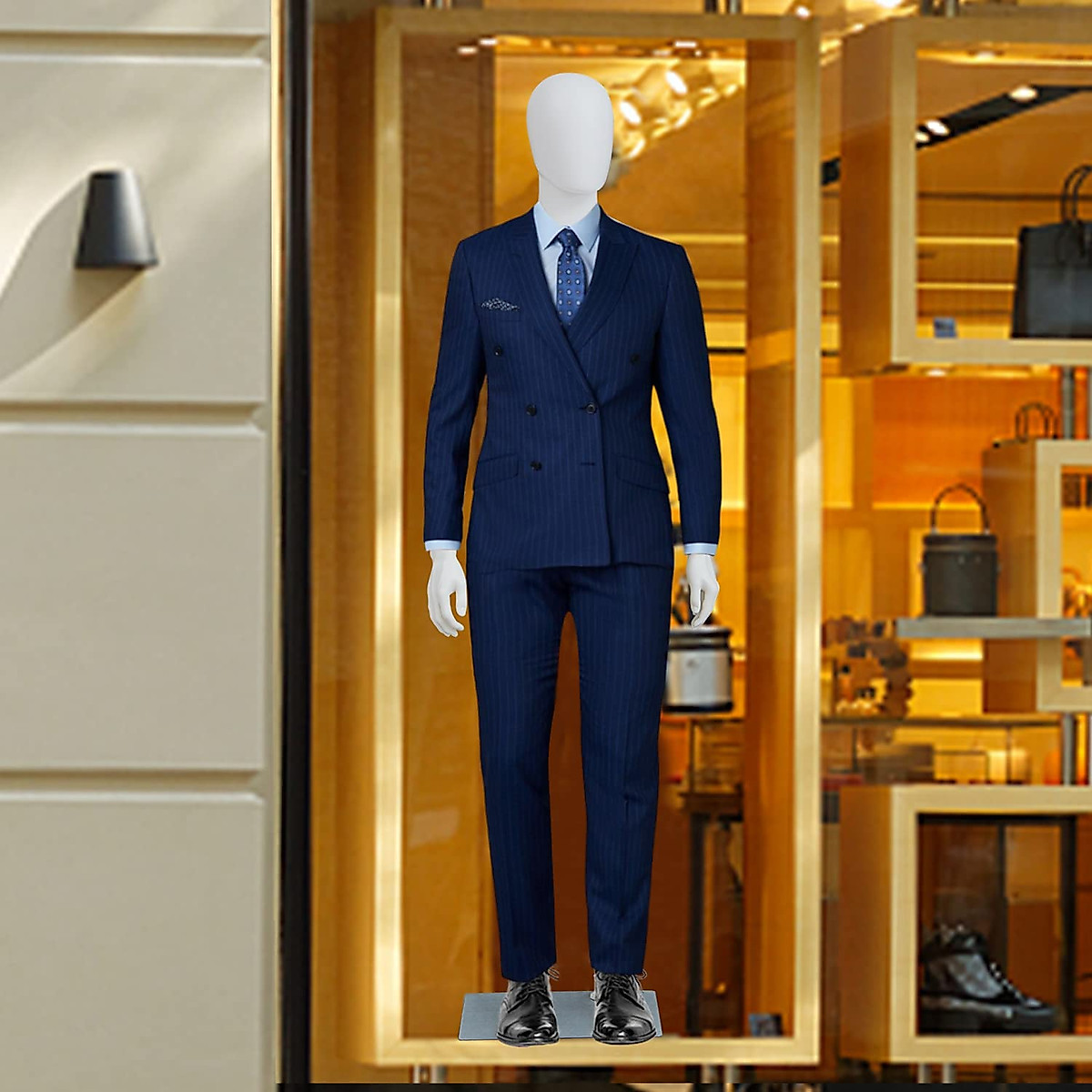 Male Mannequin Full Body Body, 73 Inches Adjustable Detachable Dress Model Stand Realistic Display Mannequin Head Metal Base for Retail Clothing Shops, Halloween Christmas Cosplay, 1pcs