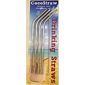 Gift Pack - Stainless Steel Reusable Drinking Straws 4 pack + Cleaning Brush *