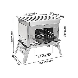 Camp Tent Stove - Portable Wood Burning Camp Heater | Compact Stainless Steel Backpacking Burner, Camping Stove for Tent, Cooking, Fishing, Home Heating Wynott