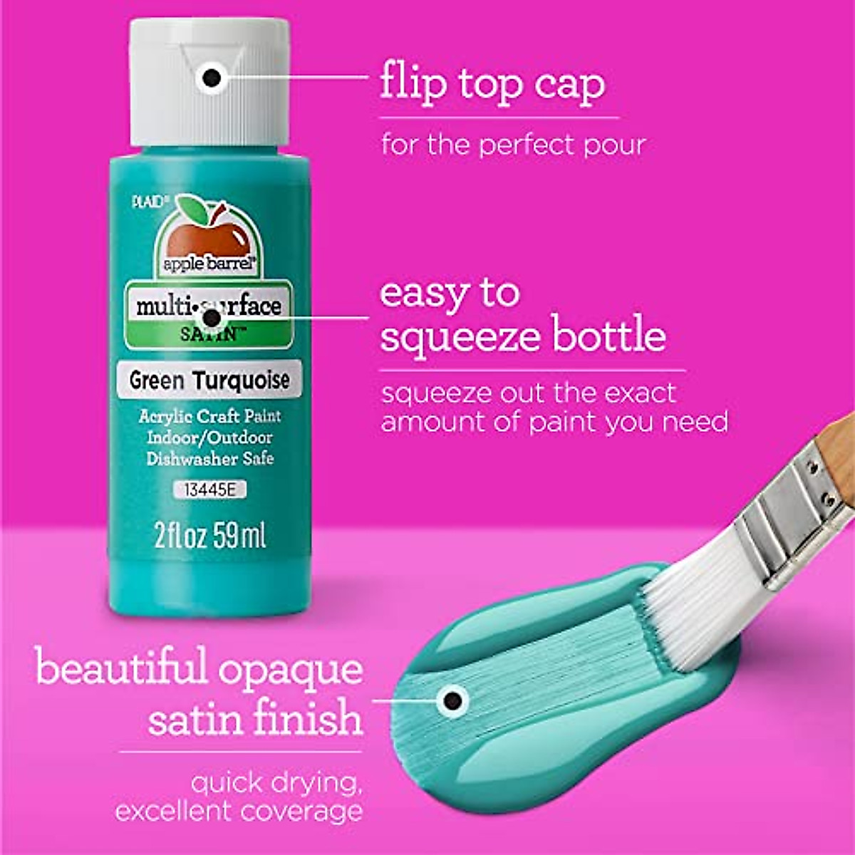 Apple Barrel Multi Surface Acrylic Paint, 2 oz, Black 2 Fl Oz