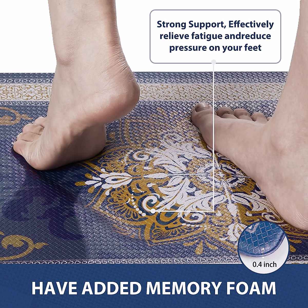 FRAMICS Boho Kitchen Rugs and Mats Sets of 2 Anti-Fatigue Kitchen Mats for Floor Memory Foam Cushioned Non Slip Kitchen Mats PVC Waterproof Kitchen Rugs for Sink Laundry Hallway Standing