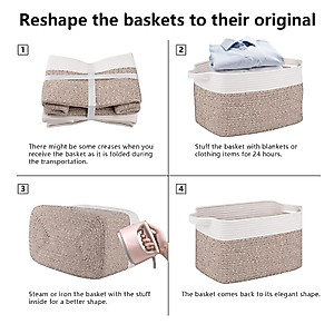 OIAHOMY 3 Pack Storage Basket for Organizing, 15''X10''X9'' Storage Bins,Woven Basket Basket with Handles, Toy Storage Basket Bin,Stylish Room Decor Basket, white & Brown variegated