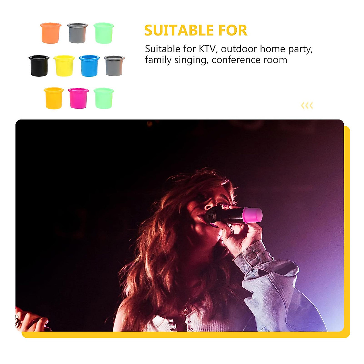 10pcs Shakeproof Anti- Rolling Wireless Handheld Microphone Protection Silicone Bottom Rod Sleeve Holder for KTV Device Random Color