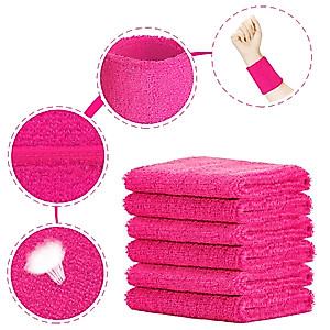 WILLBOND 6 Pack Wrist Sweatbands Paris Sports Competitions Wrist Bands Absorbent Sweatbands for International Sports Party Tennis Football Basketball Running Working(Neon Pink, Neon Green, Sky Blue)