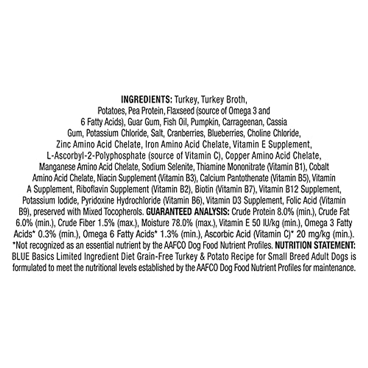 Blue Buffalo Basics Skin & Stomach Care, Grain Free Natural Adult Small Breed Wet Dog Food Cups, Turkey 3.5-oz (Pack of 12)