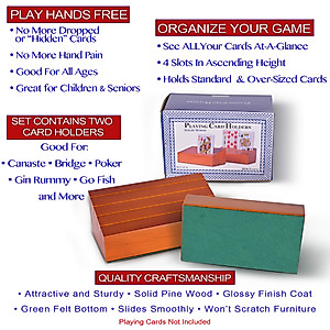 RNK Gaming Card Holders for Playing Cards Set of 2 Wooden Cardholder for Kids, Adults, & Seniors