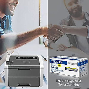 2-Yellow TN 221Y Toner Cartridge Replacement for Brother TN221Y TN-221 MFC-9130CW HL-3140CW HL-3170CDW HL-3180CDW MFC-9330CDW MFC-9340CDW Printer