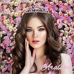 Pink Birthday Crown Adult Woman & Glitter Its My Birthday Sash for Women Birthday Tiara for Women Birthday Hat Birthday Girl Crown Pink Crown for Women Parties Favors Pink Birthday Decorations