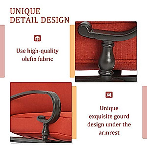 Oakmont Outdoor 2 Pcs Patio Loveseat Bench with Thick Cushions Coffee Table Metal Furniture Set Sofa, Wrought Iron Look(Red)