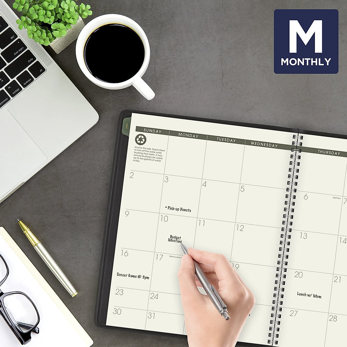 AT-A-GLANCE 2022 Weekly & Monthly Appointment Book & Planner by AT-A-GLANCE, 7" x 8-3/4", Medium, Recycled, Black (70951G05)