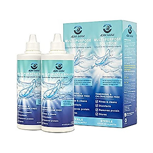 Aqua Naina (2 Pack) 12 Fl Oz | Contact Lens Solution | Cleaning and Disinfecting Multi-Purpose Solution | Convenient Everyday Lens Hygiene and Eye Care