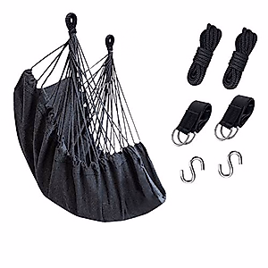 KPX Ourdoor Hanging Hammock Chair – Comfortable Tree Swing Chair Large Size 110X130cm （Without Pillows）- 330 Lbs Weight Capacity (Dark Gray)