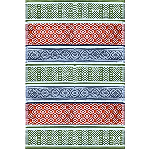 BalajeesUSA Outdoor Plastic Patio Rugs – 5x7 ft Green,Orange,Multipurpose,Woven Plastic Straw, All-Weather and Waterproof, Reversible Camper mat sports camp backyard picnic 711