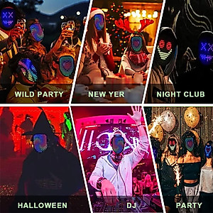 CASEIER Led Mask, Led Face Mask - 2024 Upgraded Led Mask Halloween with Gesture Control Light Up Toy for Kids, Perfect Gifts for Christmas and New Year