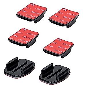 Haoyou Adhesive Helmet Mount with 3M Adhesive Pad Compatible with GoPro Hero 11, 10, 9, 8, 7, 6, 5, 4, 3+, 3, Max, Session, AKASO,SJ4000(4X Curved,2X Flat Mount seat)