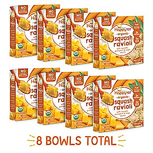 Happy Tot Organics Love My Veggies Bowl, Squash Ravioli with Squash, Pumpkin & Sage Sauce, 4.5 Ounce Pouch (Pack of 8) packaging may vary