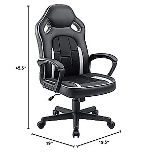 Shahoo Office Chair Swivel Task Seat with Mid-Back, Ergonomic Waist Support, Mesh, White