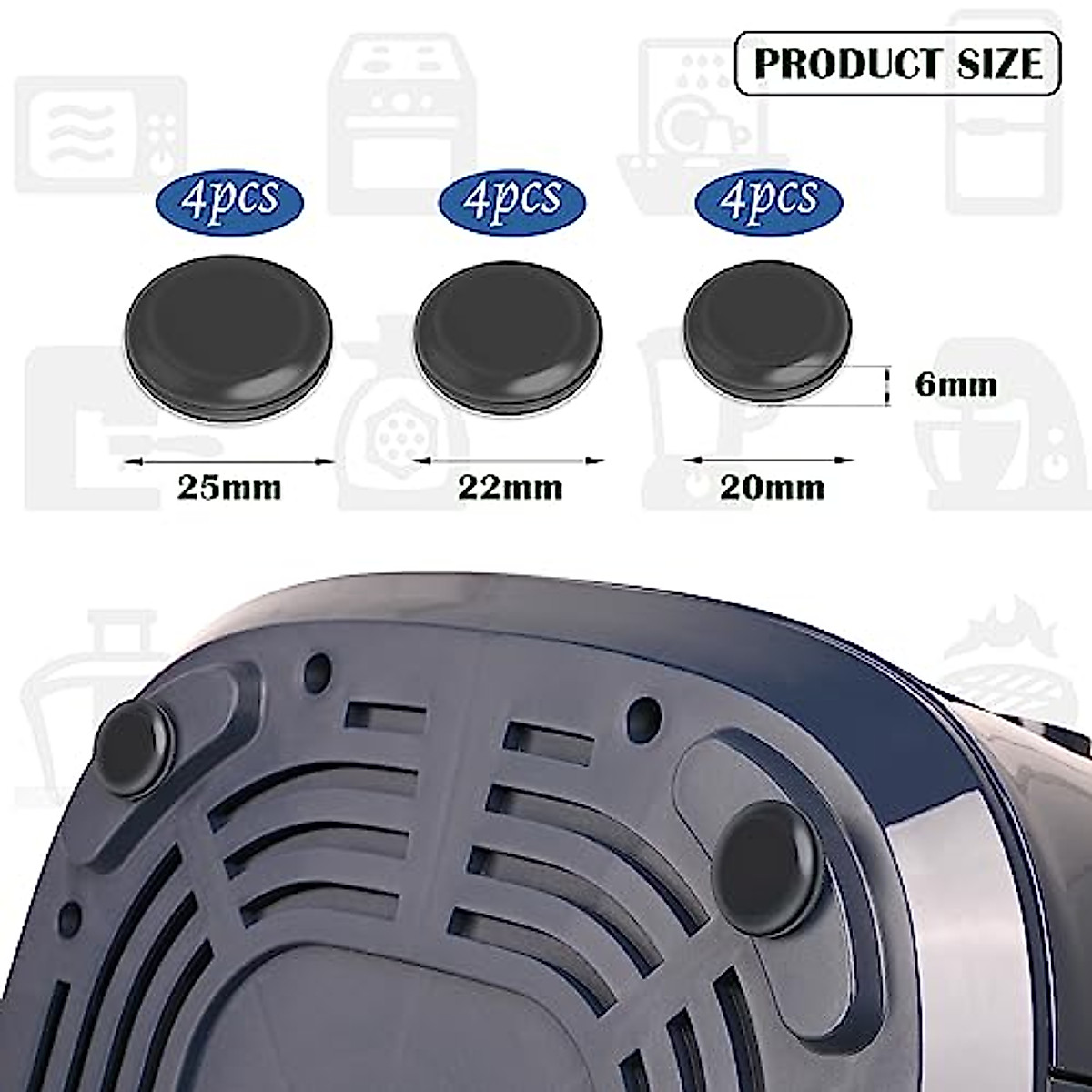 Appliance Slider for Kitchen Appliances,12pcs Self-Adhesive Small Appliance Slider,Kitchen Appliance Sliders for Counter Coffee Maker, Air Fryer, Pressure Cooker, Blender,Coffee Machine,Stand Mixer