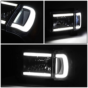 Auto Dynasty LED DRL Headlight Lamps Compatible with Ford F150 F250 F350 Bronco 87-91, Driver and Passenger Side, Black Housing Clear Corner