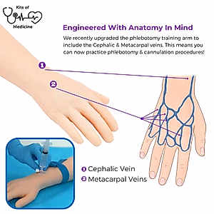 Phlebotomy Practice Kit | IV, Venipuncture, Phlebotomy Practice Arm | Perfect Phlebotomy Gifts For Medical Student and Nurse Student | Complete Phlebotomy Equipment and Supplies | EDUCATIONAL USE ONLY