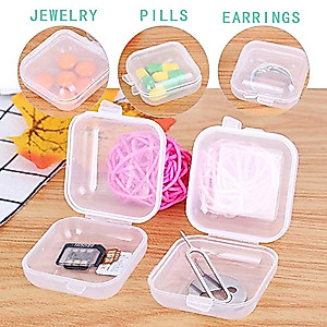 5 Packs Bead Organizer,Plastic Small Containers with Hinged Lid,Tray Box for Storage of Small Item,Crafts, Jewelry(3.5x3.5x1.7cm)