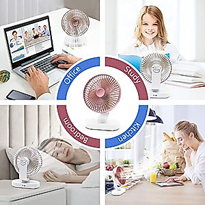 ASYOURZ Small Desk Fan Oscillating Table Fan 9 Inch, USB Rechargeable Fan 4000mAh Battery Operated Fan, Adjustable Desktop Fan with 4 Speeds Portable Fan Desk Fan for Bedroom Office Travel Bathroom