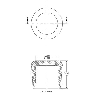 Caplugs 99191846 Finishing Cap for Round Tubing and Rods, Plastic, Cap ID 1.500", Length .98", COF-1 1/2, Black (Pack of 100)