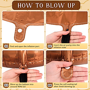 10 Pcs Large Bear Balloons,22 Inch Bear Head Balloon Brown Bear Foil Balloons,Bear Shaped Animal Balloons for Birthday Party Baby Shower Jungle Theme Party Decoration