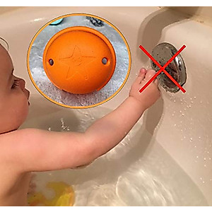 Bath Tub Overflow Drain Cover, Trip Lever Cover, Protects from Accidental Contact of Lever, Overflow Plate Cover, Use Lever While Installed, Durable, Soft, Kids Can't Pull Off, Easy Install (Orange)