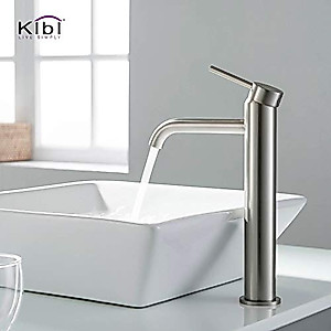 KIBI KBF1009 Solid Brass Single Handle Circular Faucet for Bathroom Sink | High Arc Faucet spout (Brushed Nickel)