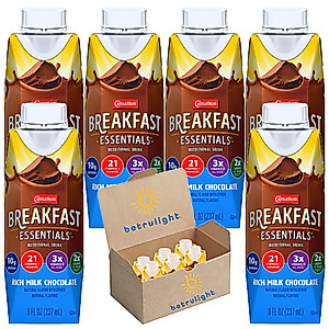 Breakfast Essentials Nutritional Drink | Chocolate Milk Boxes For Kids has 10g Protein, 21 Vitamins | Kid Approved Taste instant breakfast | Rich Milk Chocolate | 8 Fl oz Pack of 6| Every Order is Elegantly Packaged in a Signature BETRULIGHT Branded Box!