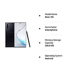 Samsung Galaxy Note 10+ Plus (5G) Single-SIM SM-N976U 256GB Factory Unlocked 5G Smartphone - (Aura Black) (Renewed)