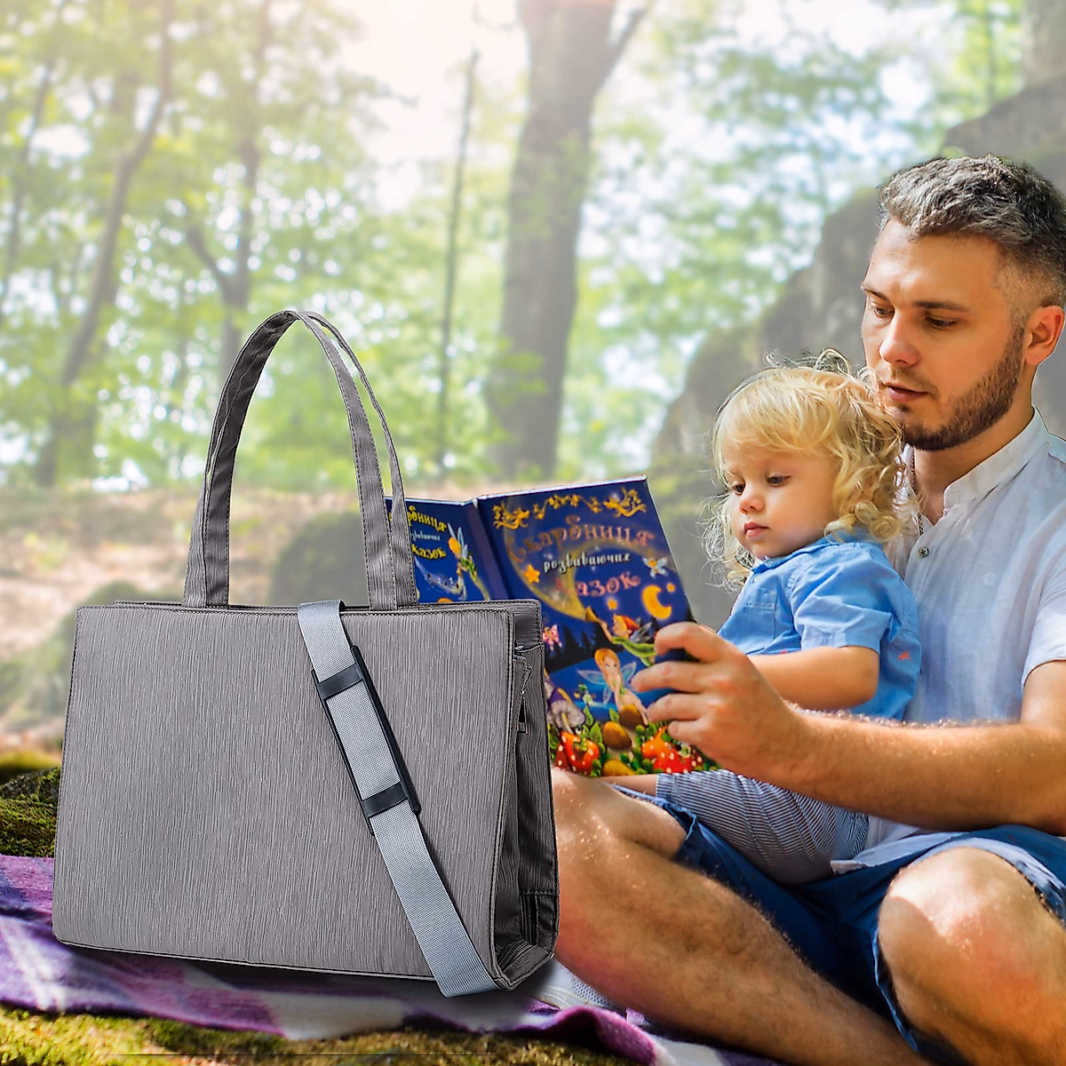 Diaper Bag Tote, Large Travel Diaper Bag, Baby Bags with Changing Pad and Diaper Bag Organizer Insert for Tote - Dark Grey