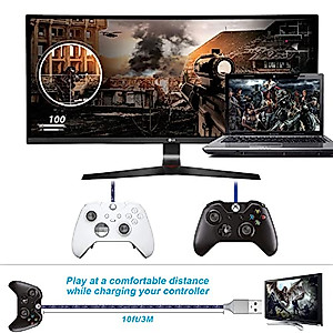 Charger Cable for Xbox One Controller - 2 Pack 10FT Nylon Braided Micro USB 2.0 Charge and Play Data Sync Cord for Xbox One S/X, Playstation 4, dualshock 4 Controller, Samsung, Android Phone